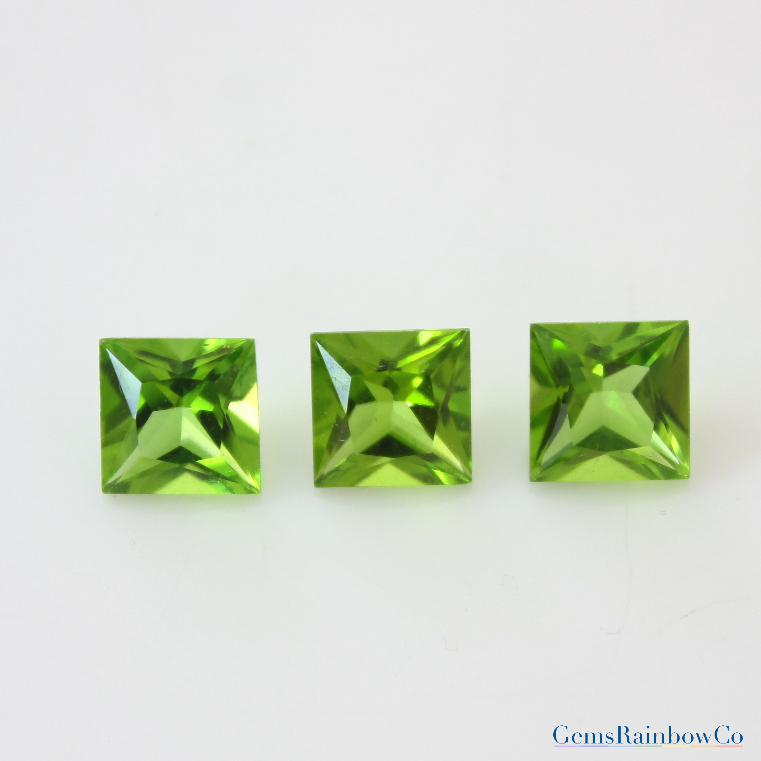 Natural Peridot Square Shape Princess Cut Loose Gemstone in Size 8 Mm ...
