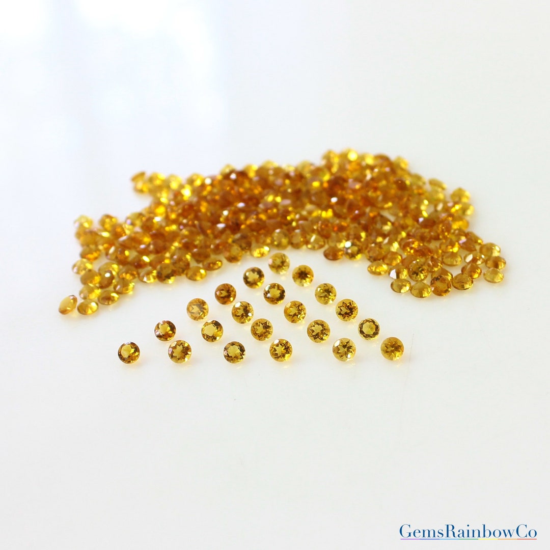 Natural Citrine 3mm and 3.5mm Yellow Citrine Round Faceted Loose ...