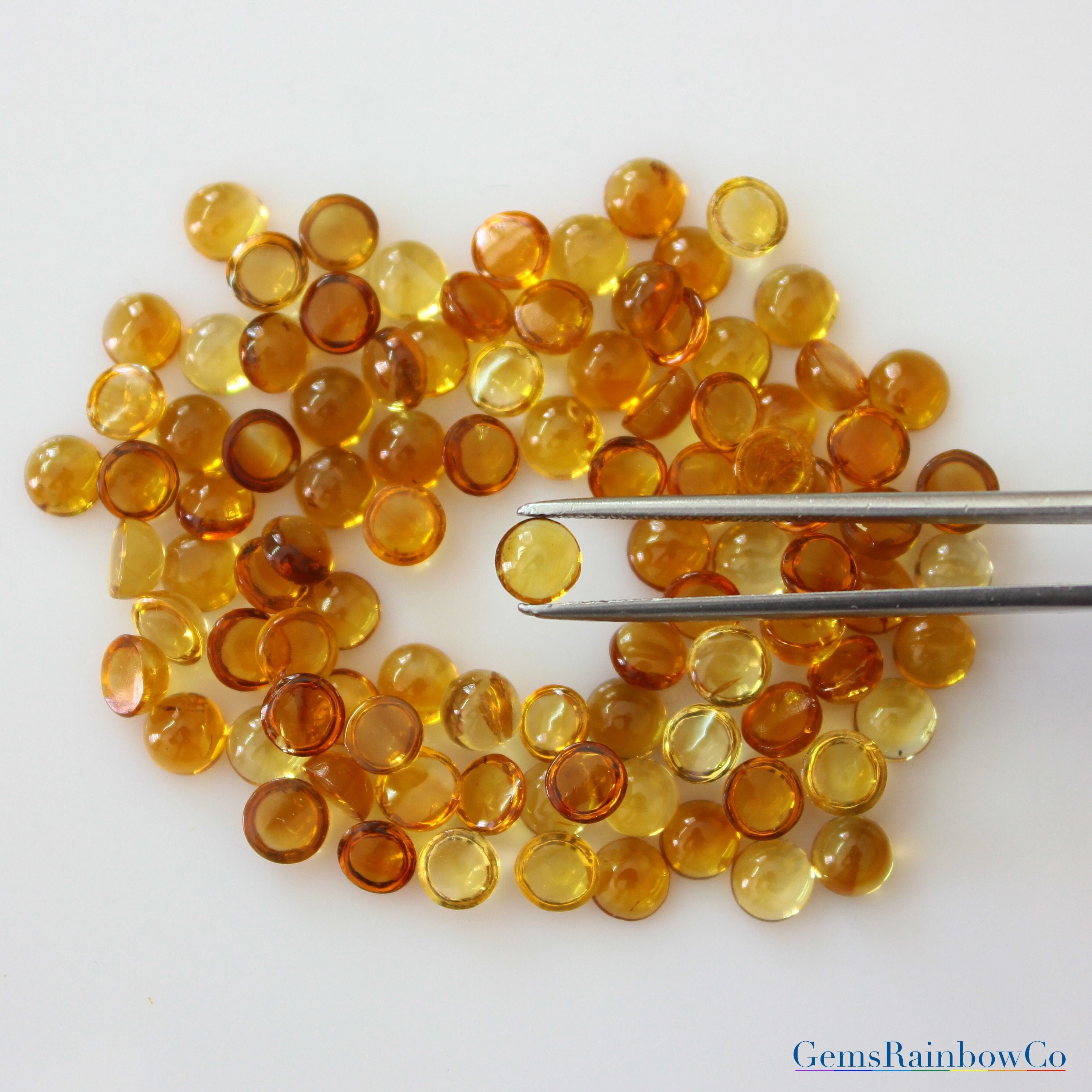 Natural Citrine 3mm, 4mm and 5mm Round Cabochon Loose Gemstone, Citrine ...