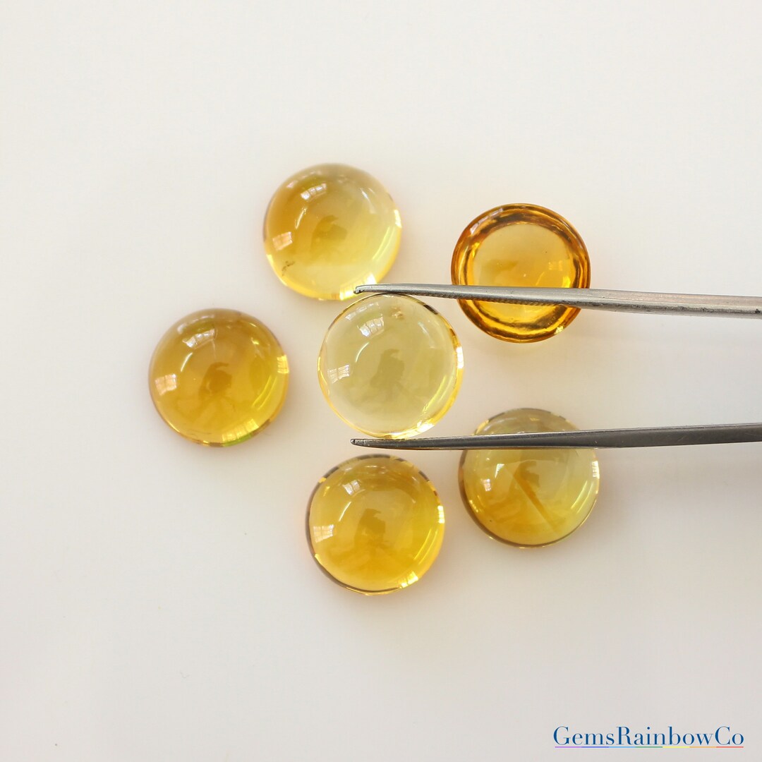 Genuine Citrine Round 14mm Cabochons Loose Gemstone, Loose Citrine for ...