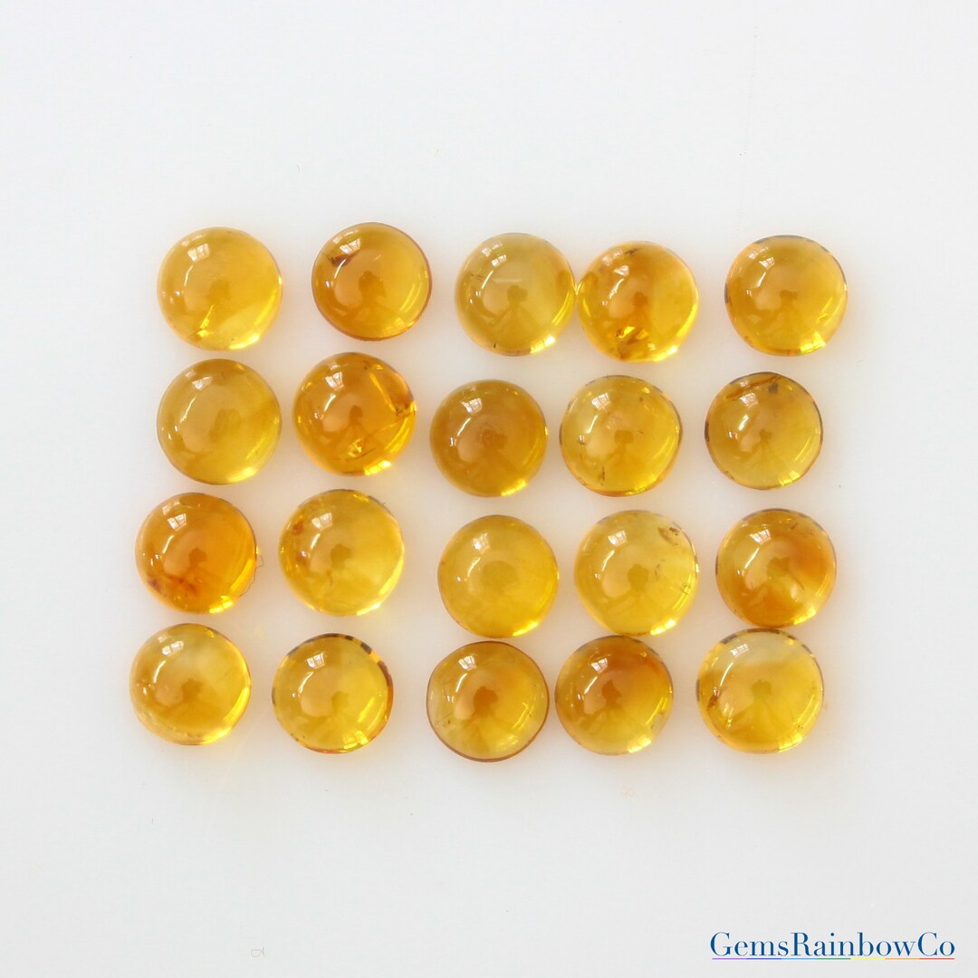 Natural Citrine 3mm, 4mm and 5mm Round Cabochon Loose Gemstone, Citrine ...