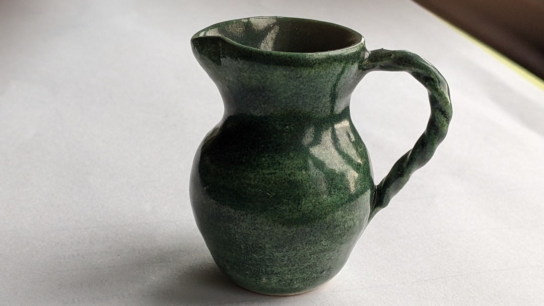 Dark Green Jug With Twisted Handle - Etsy