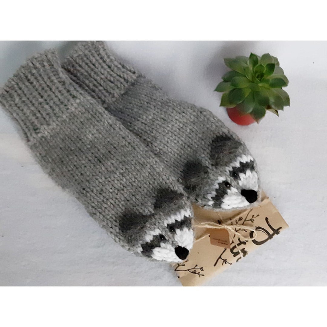 Ready to Ship Woman Animal Mittens With Raccoons, Christmas Gift Idea ...