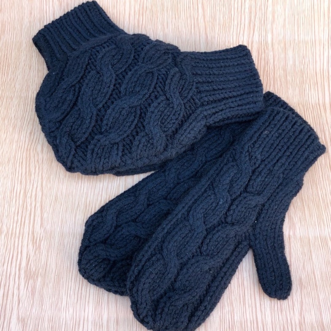 Black Couples Mittens, Knit Lovers Gloves, Valentine's Day Gift for ...