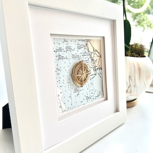 Customized Nautical Chart and Compass Rose Framed Artwork, Nautical ...