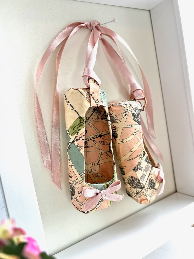 Mini Paris Ballet Slipper Wall Art, Paris Map Ballet Shoes, Vintage ...
