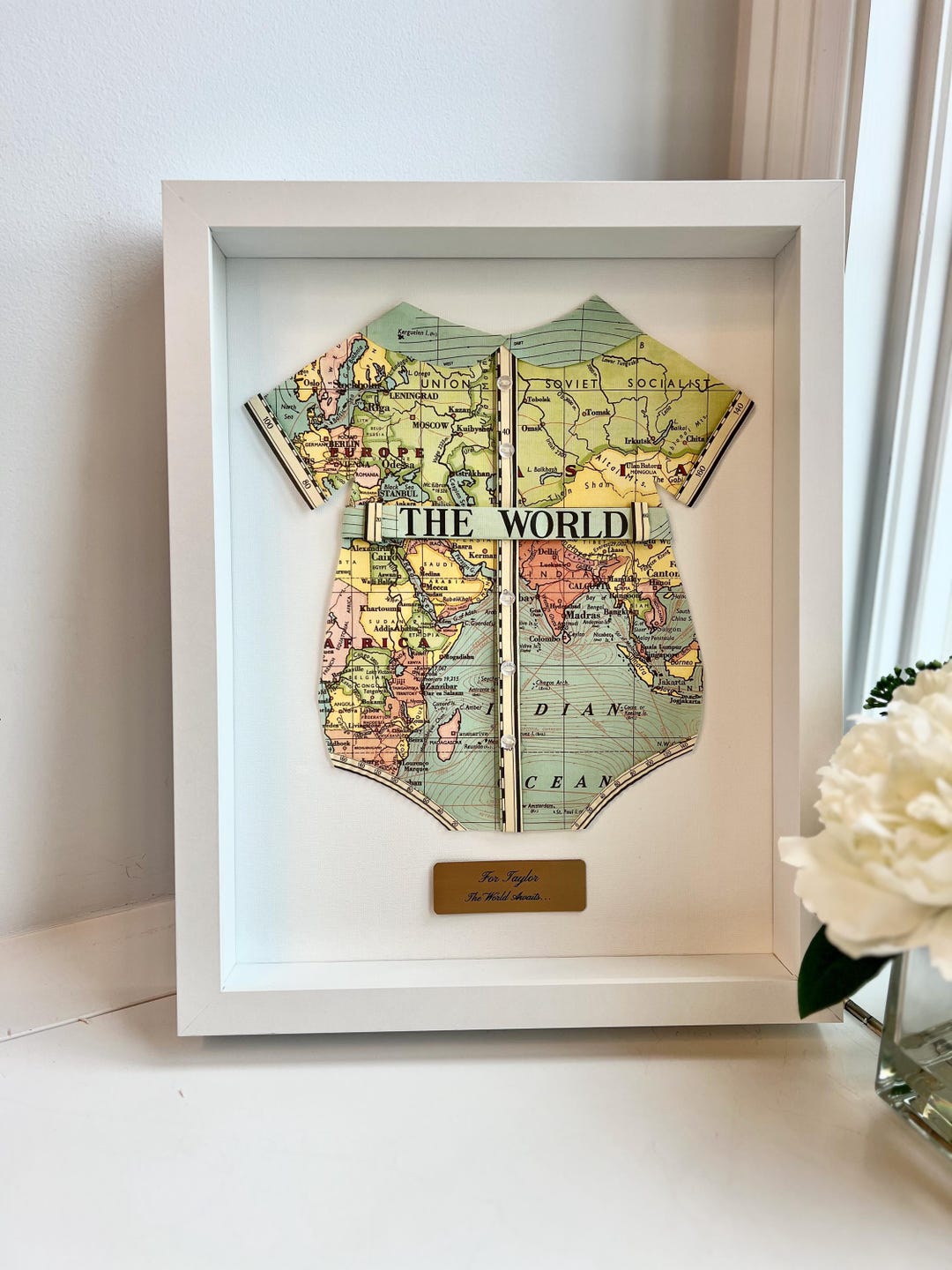 World Map Baby Romper Wall Hanging, the World Baby Gift, Nursery Map ...