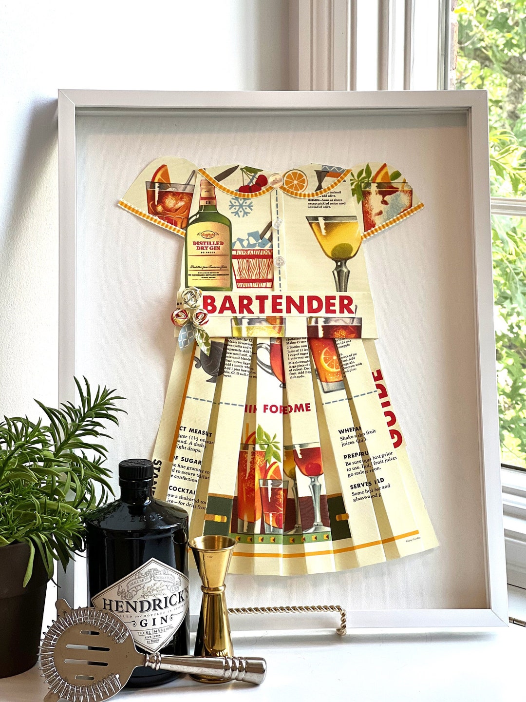 Bartender Print 3D Paper Dress Art, Bar Cart Wall Art, Alcohol Print ...