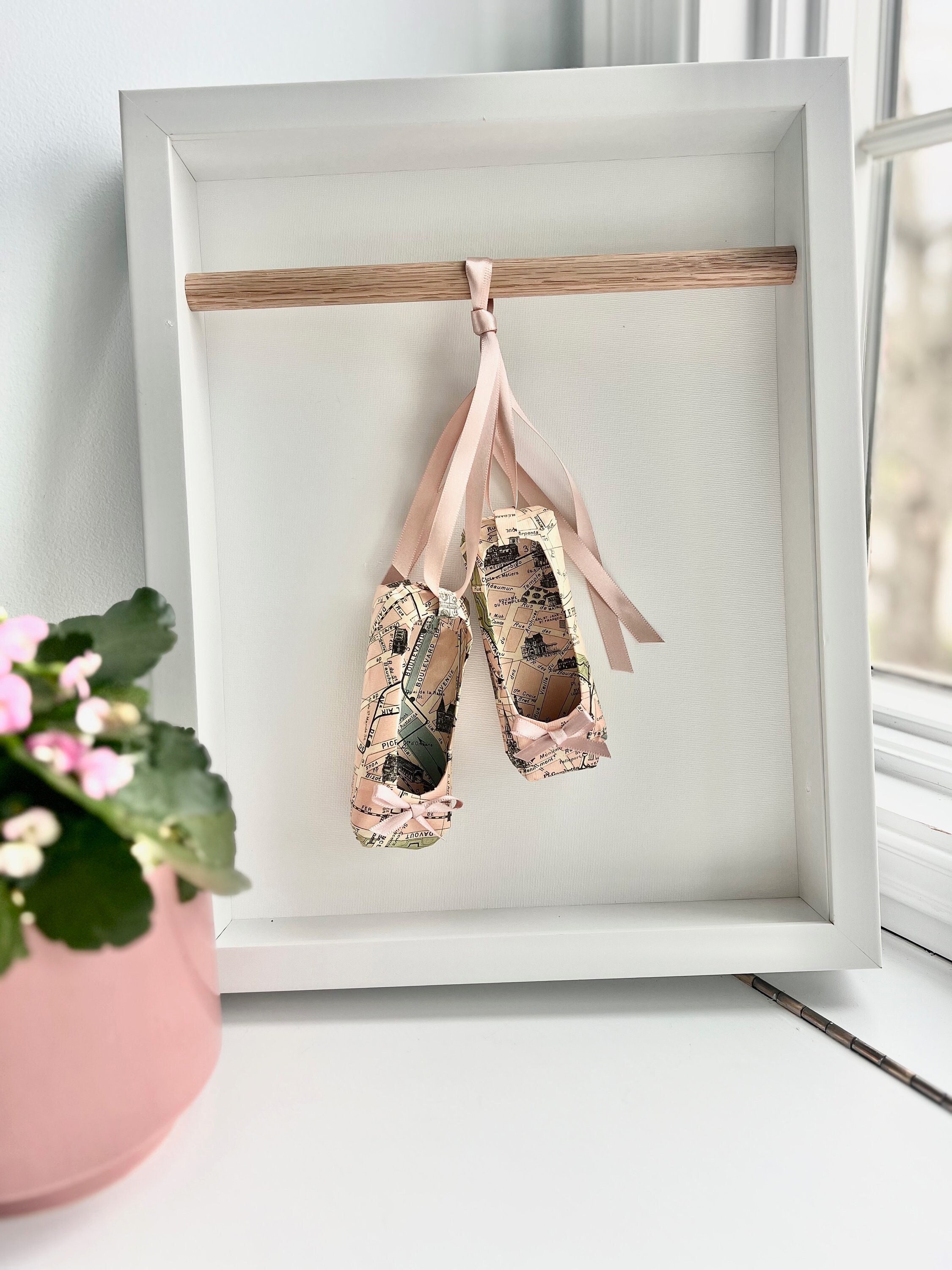 Vintage Style Paris Map Ballet Slippers on Bar Wall Hanging, Ballerina ...
