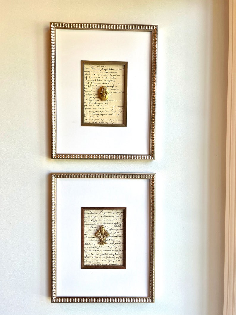 Set of Two Framed Intaglio on Vintage French Papers, Grandmillenial ...