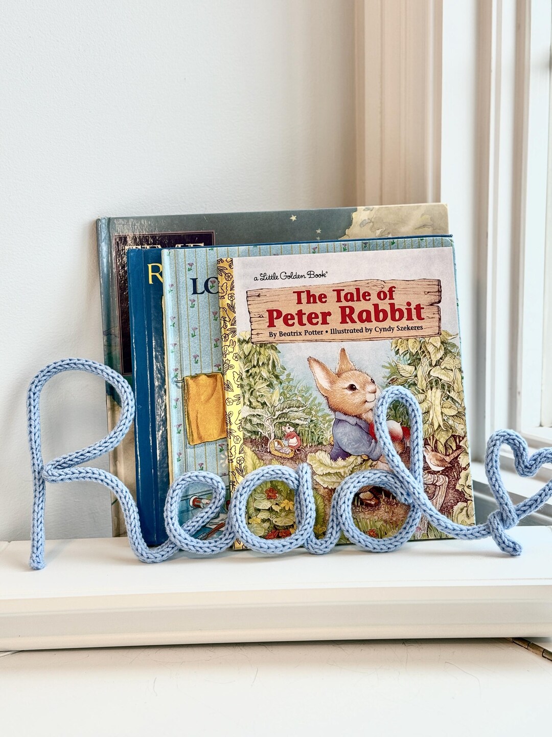 Knitted Read Sign, Bookcase Decor, Crochet Name, Reading Nook Decor ...