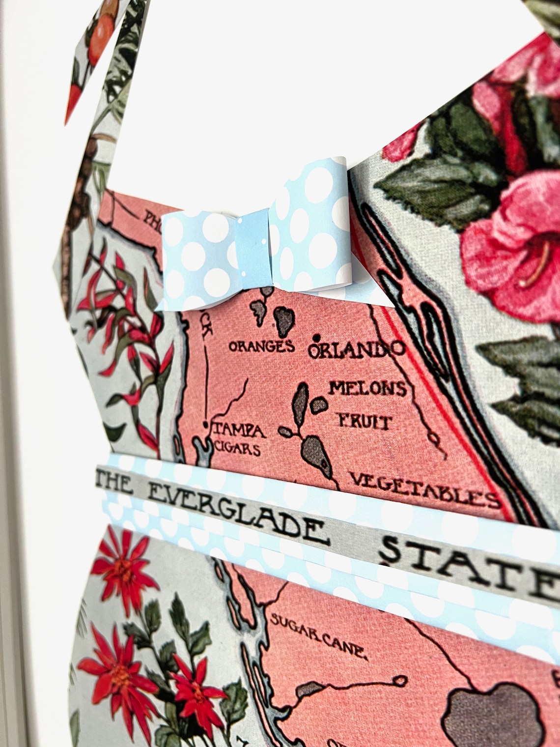 Vintage Style Florida Map Bathing Suit Wall Art - Etsy