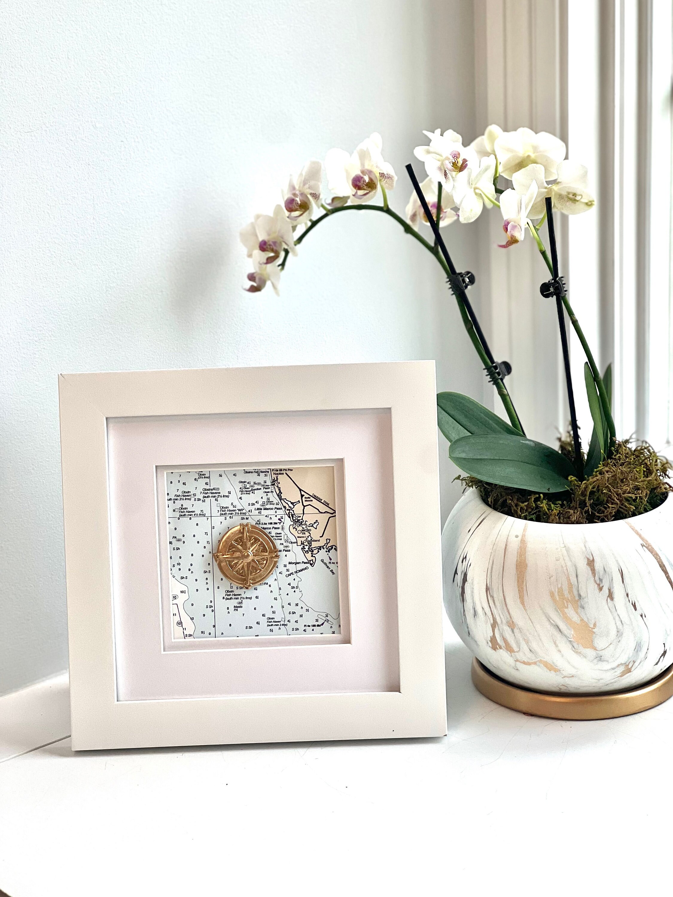 Customized Nautical Chart and Compass Rose Framed Artwork - Etsy