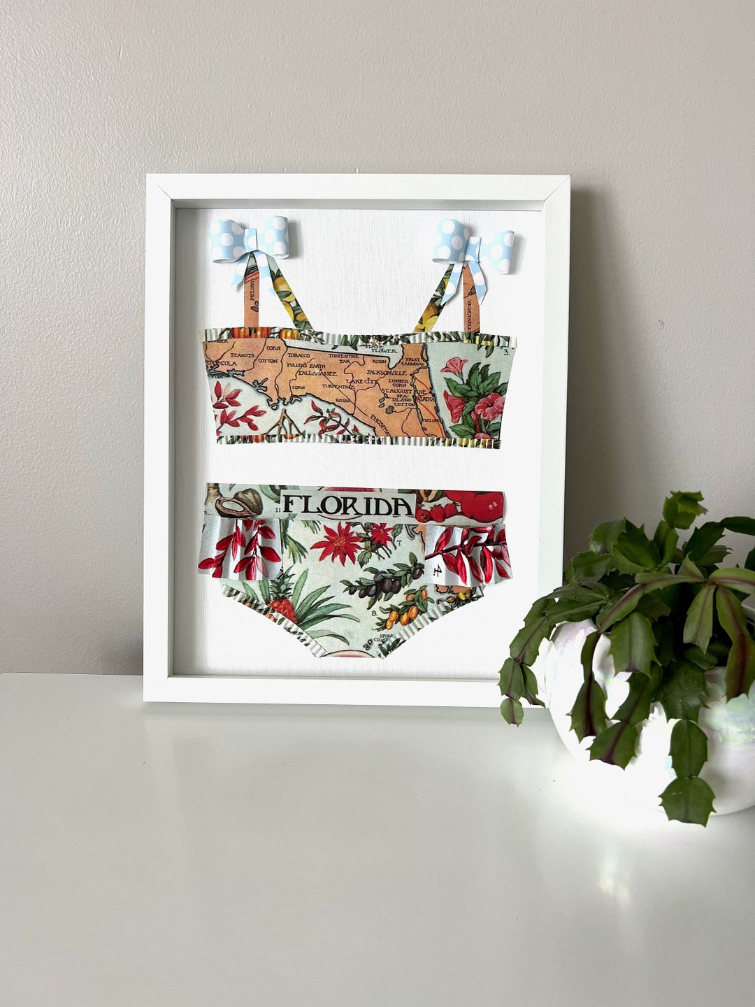 Florida Paper Bathing Suit Art Hand Folded Florida Map - Etsy