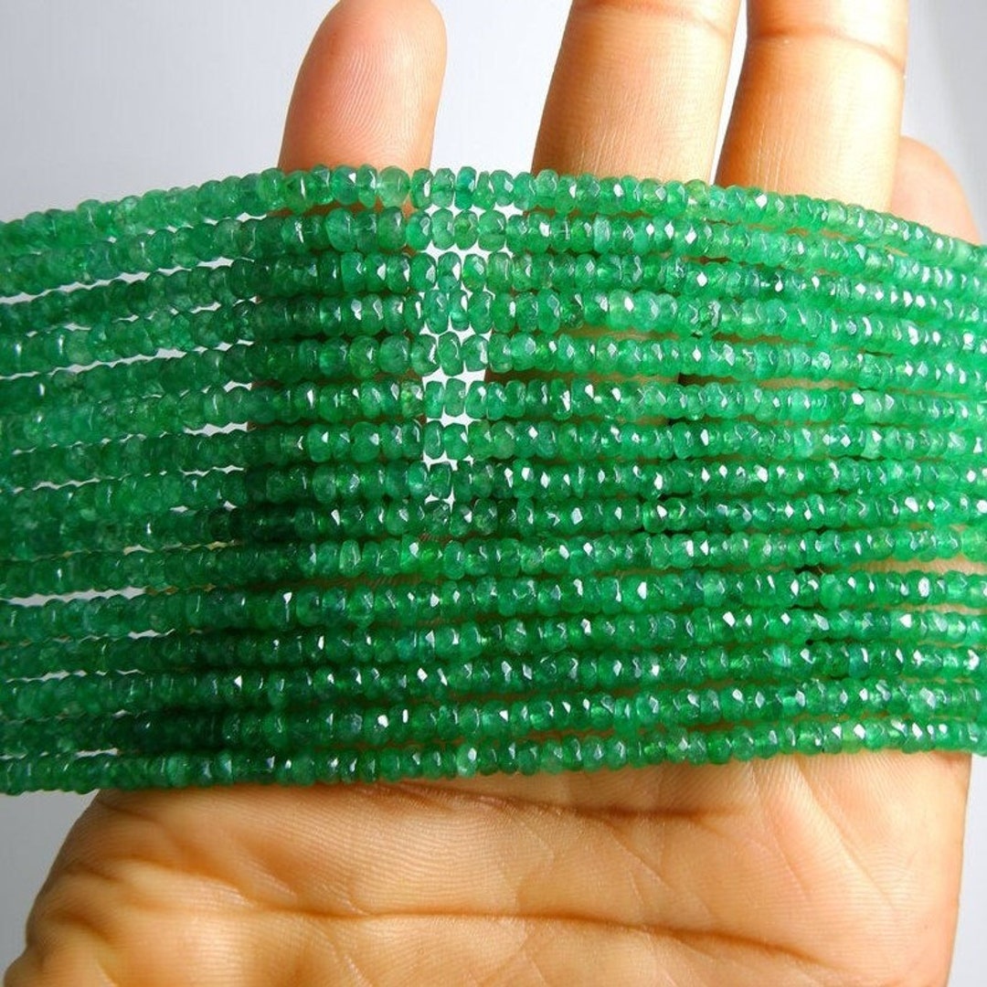 AAA Emerald Faceted Beads Strand: Natural Gemstone Jewelry Making (4MM ...