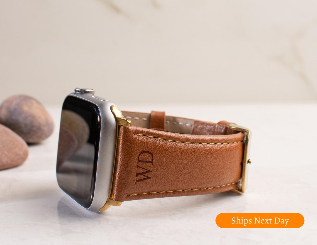 Custom Leather Watch Band Gift for Him Personalized Apple Watch Band ...