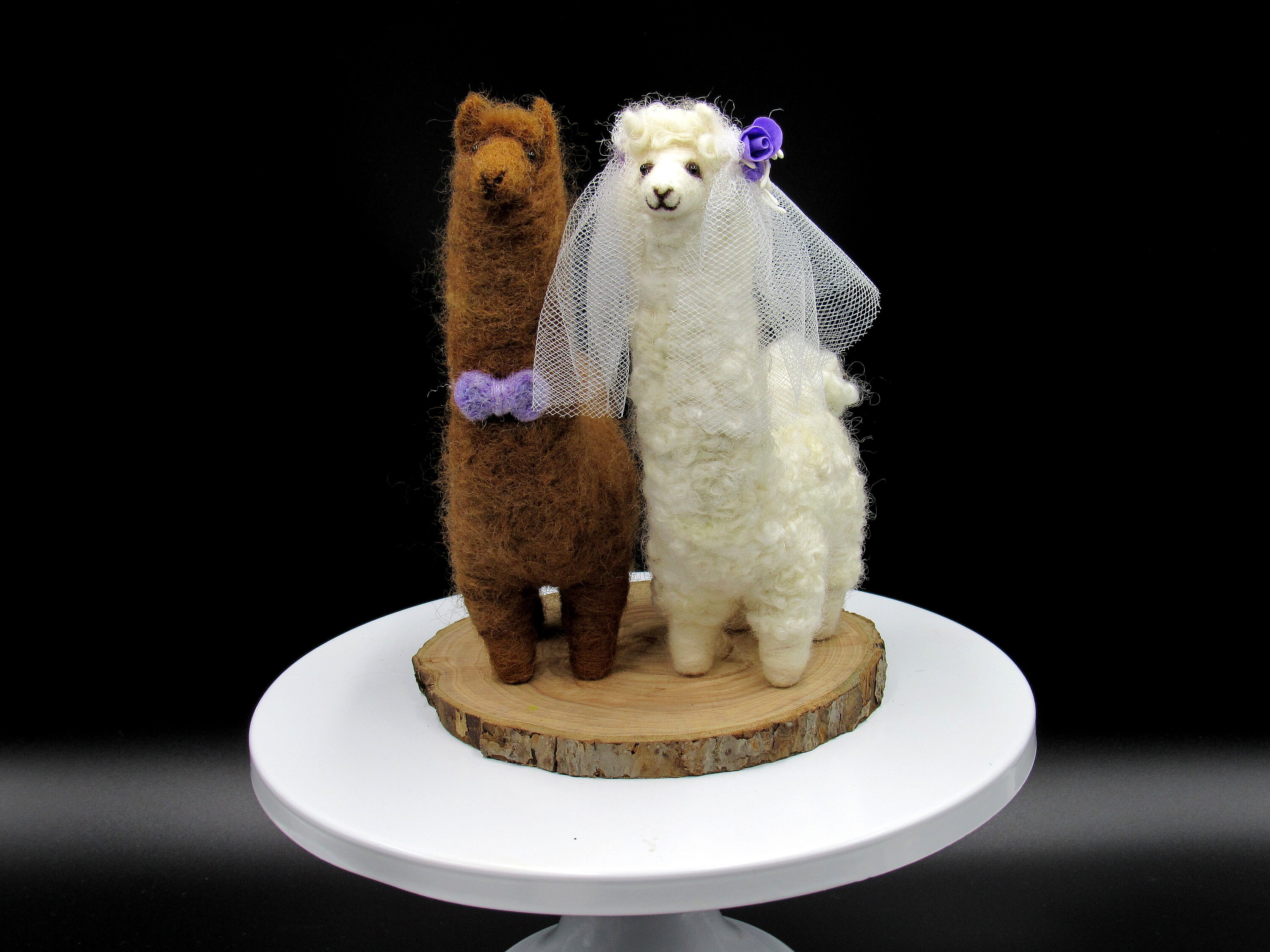 Alpaca Wedding Cake Toppers Brown Groom And White Bride Etsy