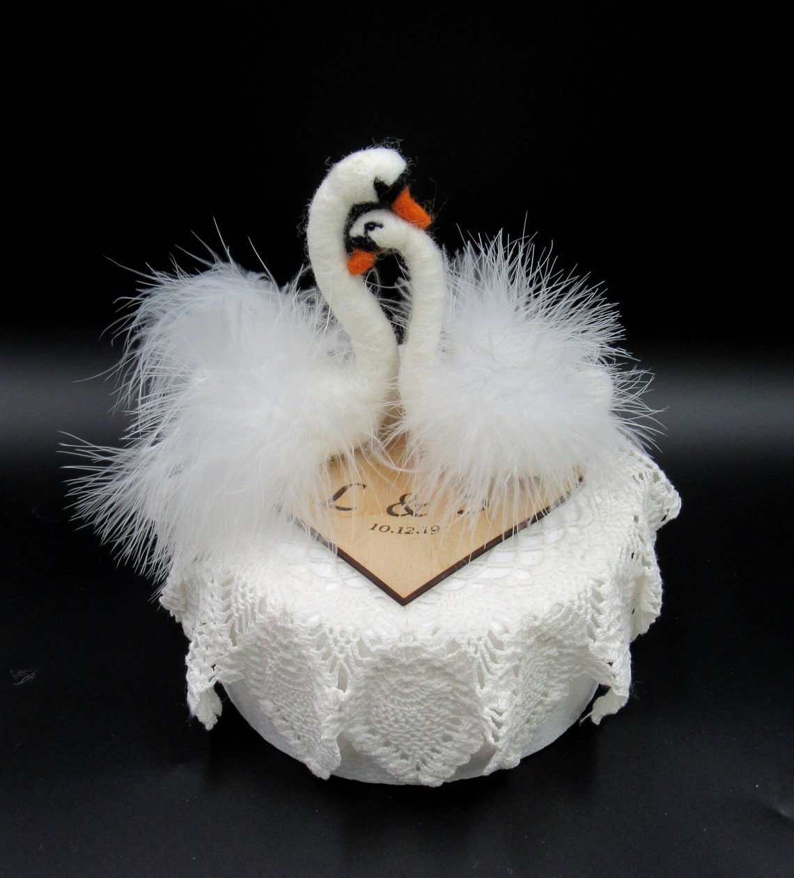 Swan wedding cake topper Personalized Swan Cake Topper Unique | Etsy