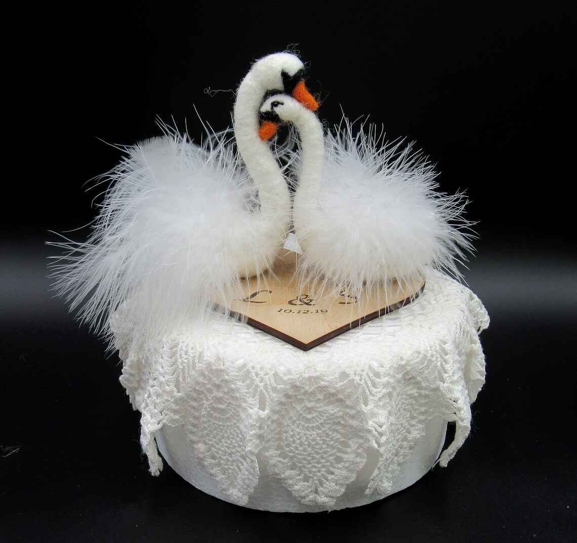 Swan Wedding Cake Topper Personalized Swan Cake Topper Unique - Etsy