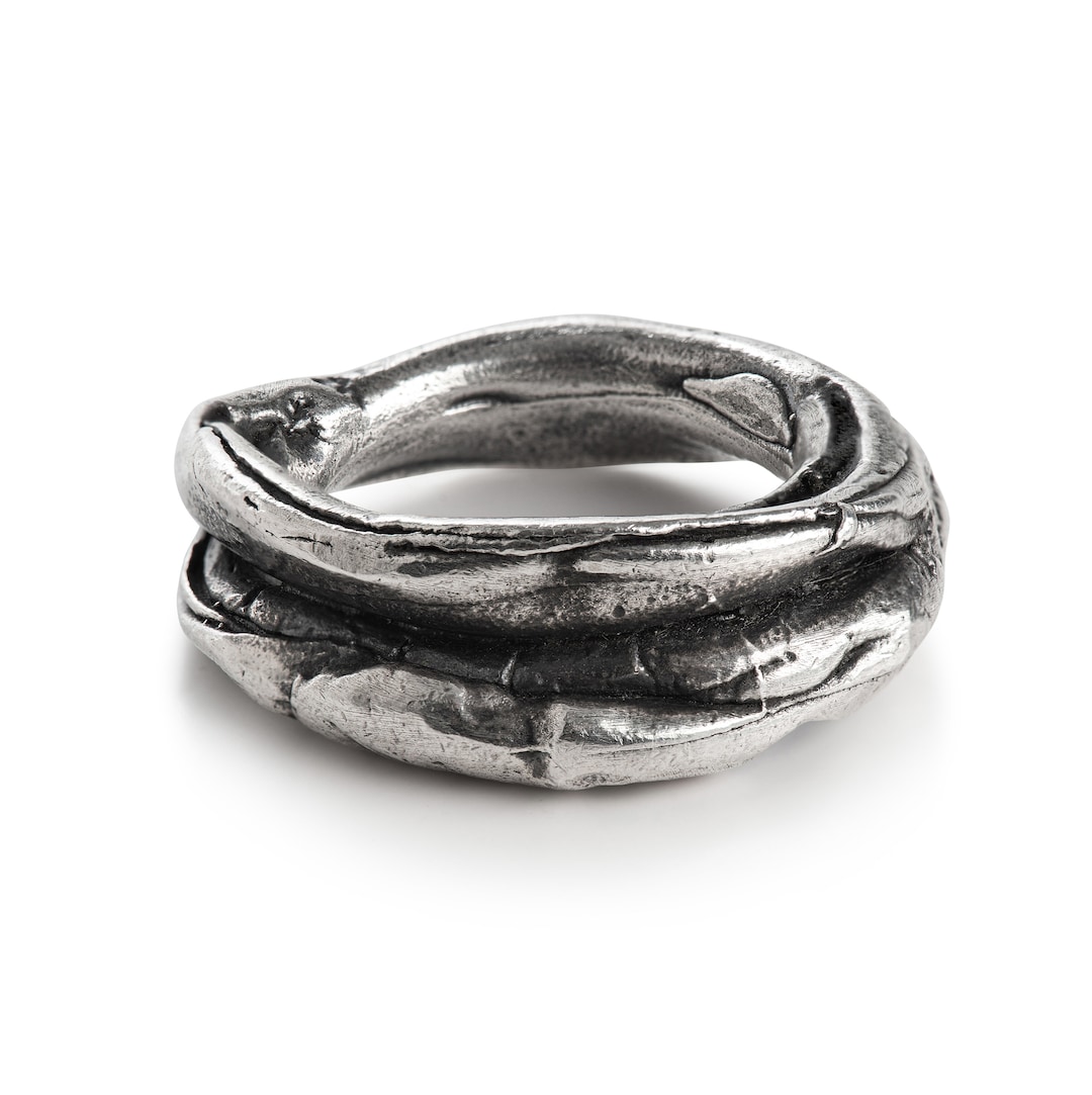 Modern Chunky Ring, Large Silver Rings, 925 Oxidized Silver Ring, Mens ...