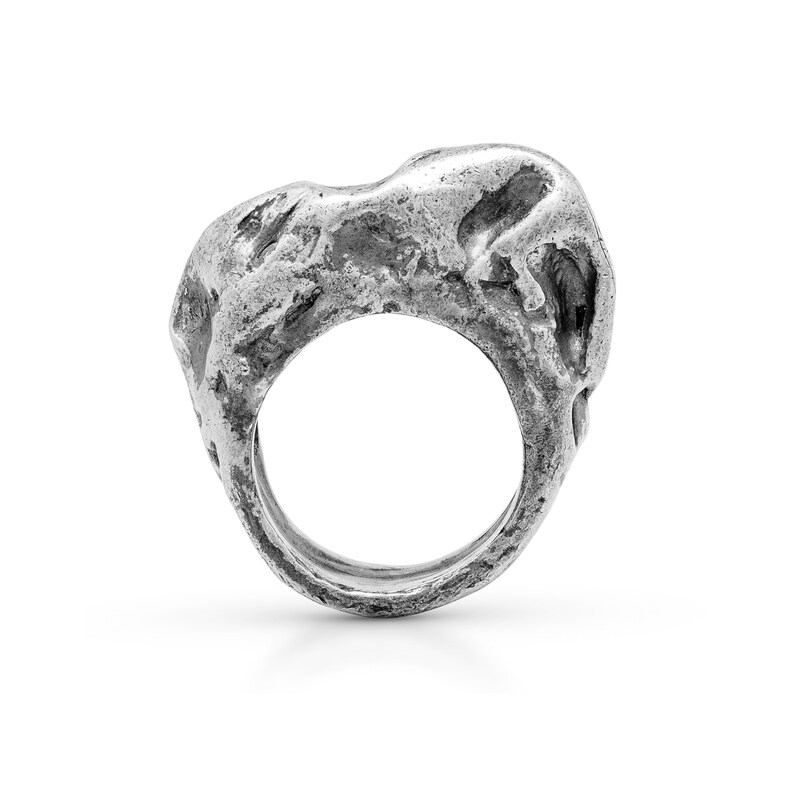 Volcano Large Oxidized Sterling Silver Stackable Ring, Statement Ring ...