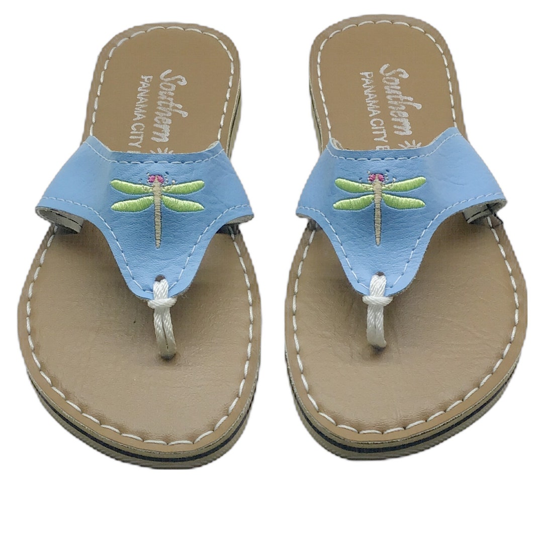 Dragonfly Sandals on Light Blue Strap and Suntan Footbed - Etsy