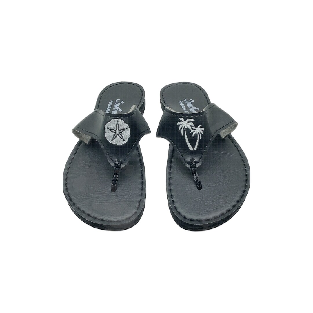 Black Arch Support Sand Dollar and Palm Tree Tree Sandals - Etsy
