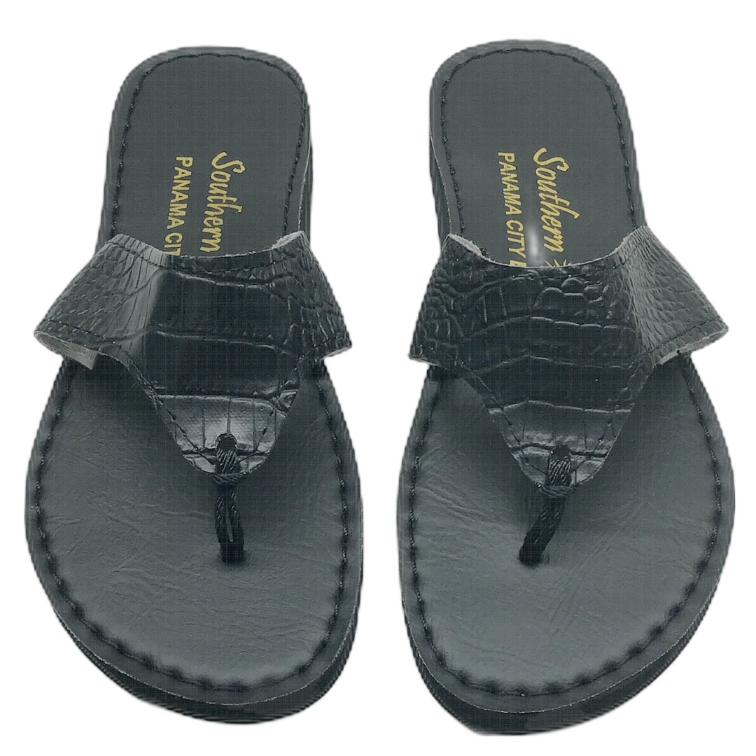 Black Croc Print Sandals - Etsy