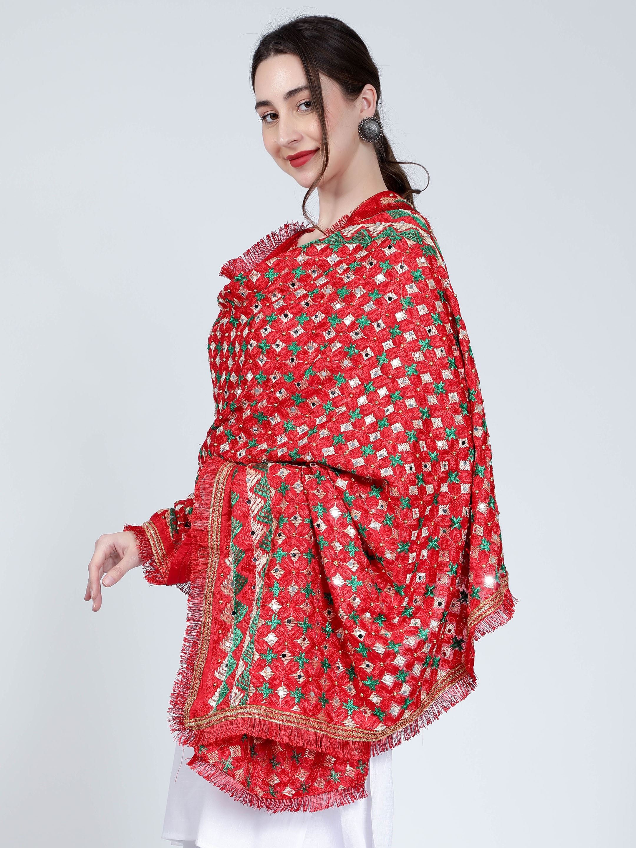 Phulkari Dupatta for Women, Bridal Dupatta, Indian Dupatta Handmade ...