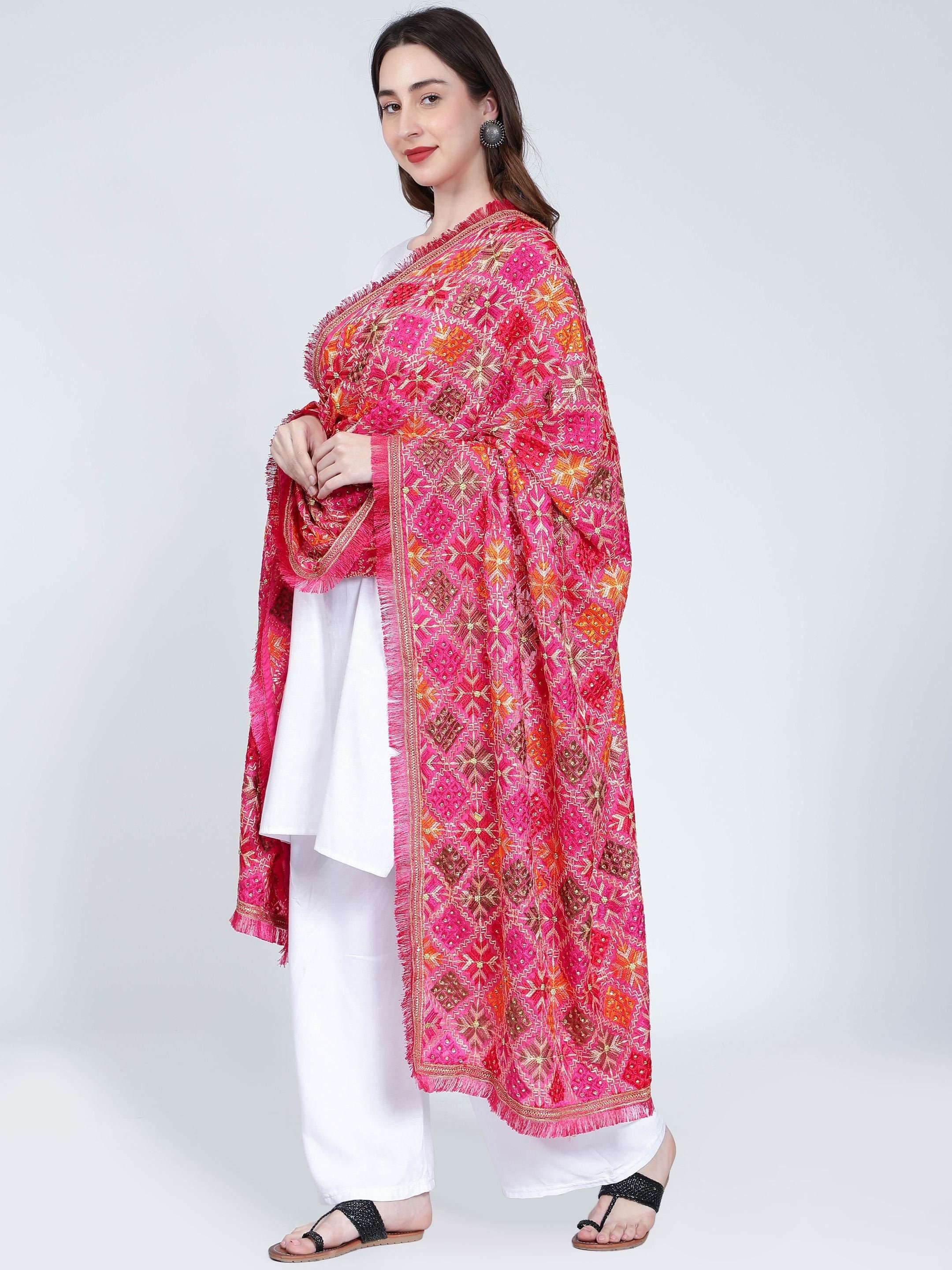Phulkari Dupatta for Women, Bridal Dupatta, Indian Dupatta Handmade ...