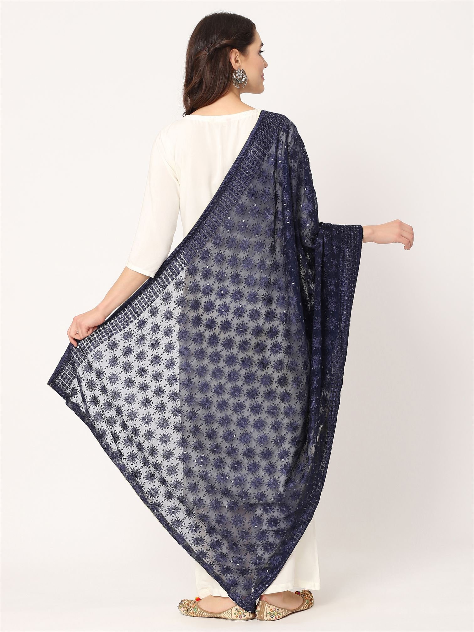 Indian Scarf Blue Sequined Phulkari Dupatta , Fulkari Chunni, Indian ...