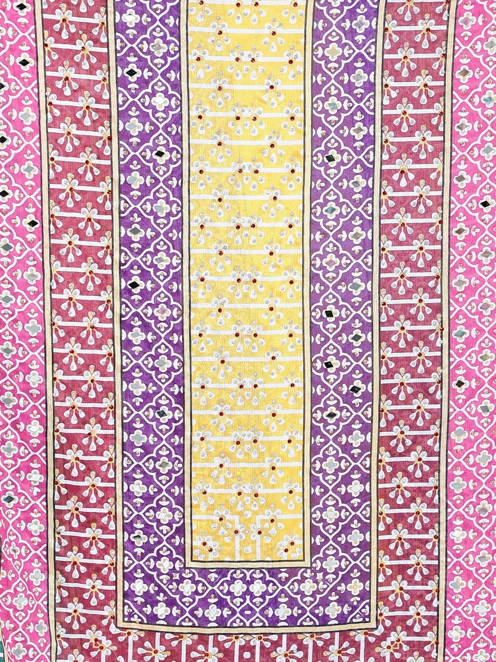 Pakistani Heavy Silk Dupatta With Mirror Work With Colourful Block ...