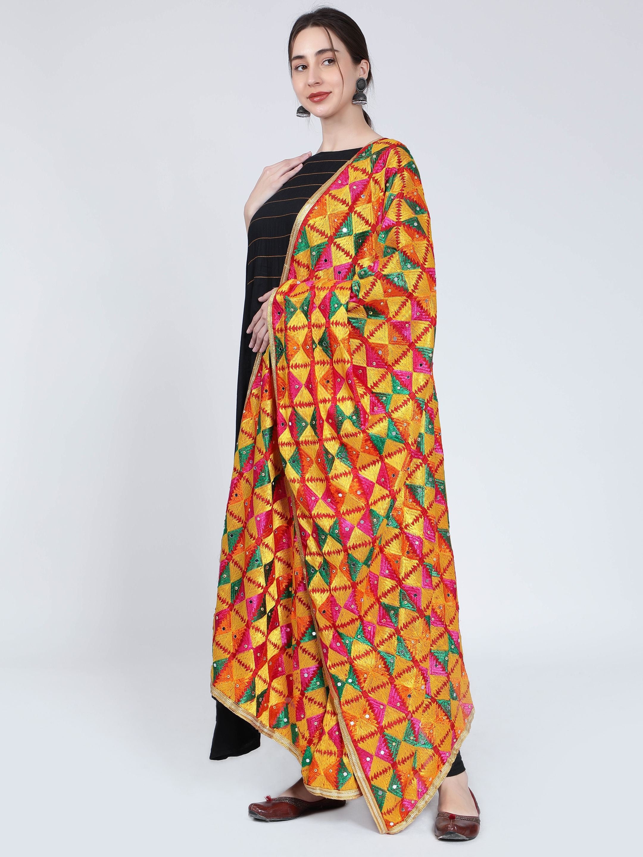 Phulkari Dupatta for Women, Bridal Dupatta, Indian Dupatta Handmade ...