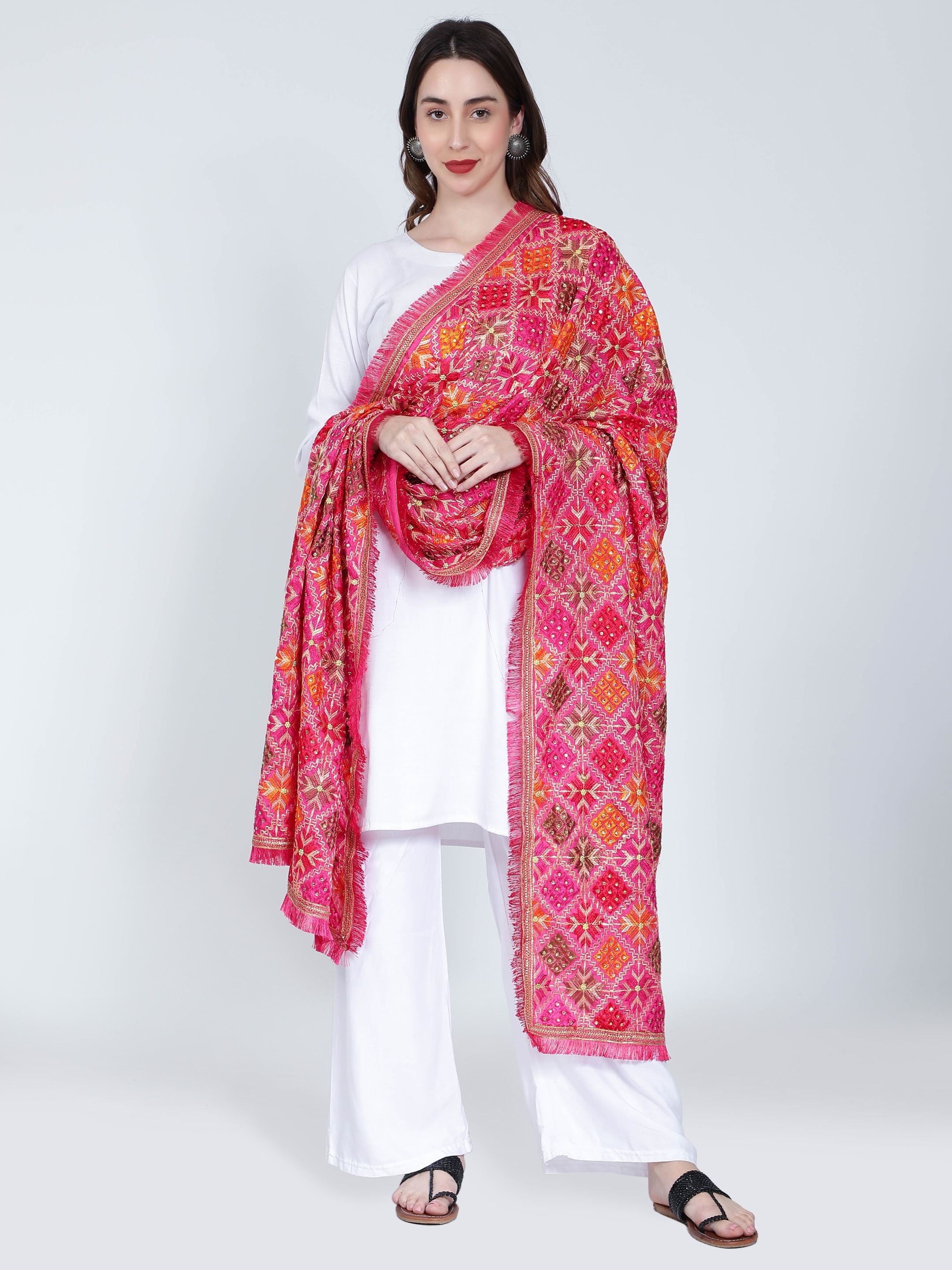 Phulkari Dupatta for Women, Bridal Dupatta, Indian Dupatta Handmade ...