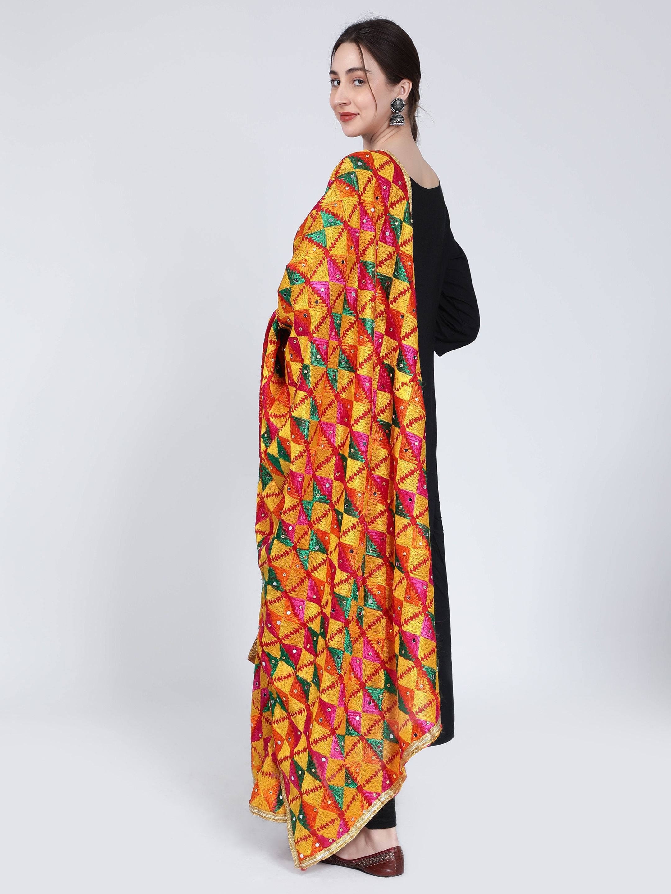 Phulkari Dupatta for Women, Bridal Dupatta, Indian Dupatta Handmade ...