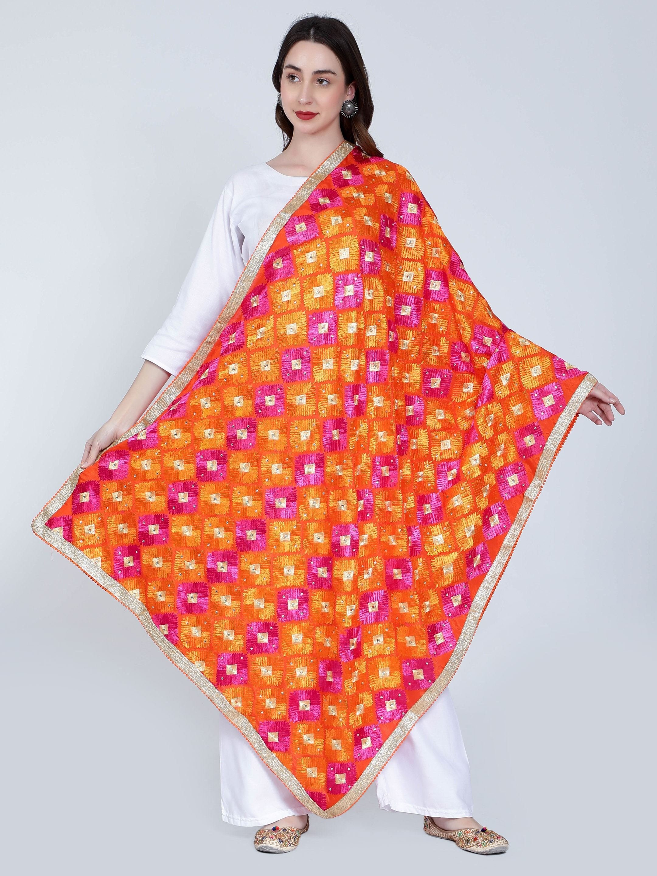 Phulkari Dupatta for Women, Bridal Dupatta, Indian Dupatta Handmade ...
