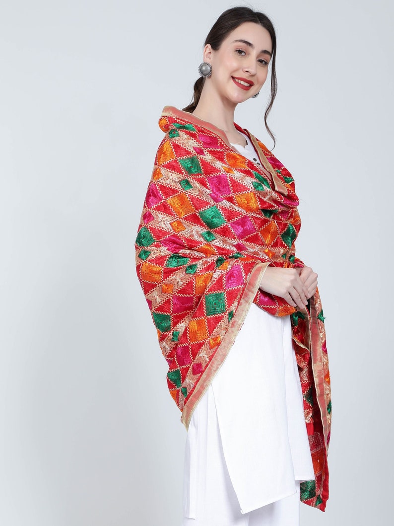 Phulkari Dupatta for Women, Bridal Dupatta, Indian Dupatta Handmade ...