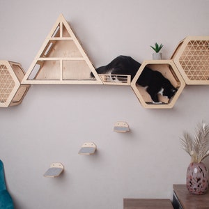 Modern Cat Wall Furniture, Cat Bed, Modern Cat Tree Wall, Hexagon Cat ...