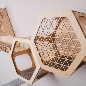 Modern Cat Wall Furniture, Cat Bed, Modern Cat Tree Wall, Hexagon Cat ...
