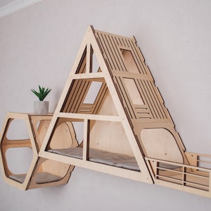 Cat Wall Furniture, Triangular Cat House and Hexagon, Modern Cat Tree ...