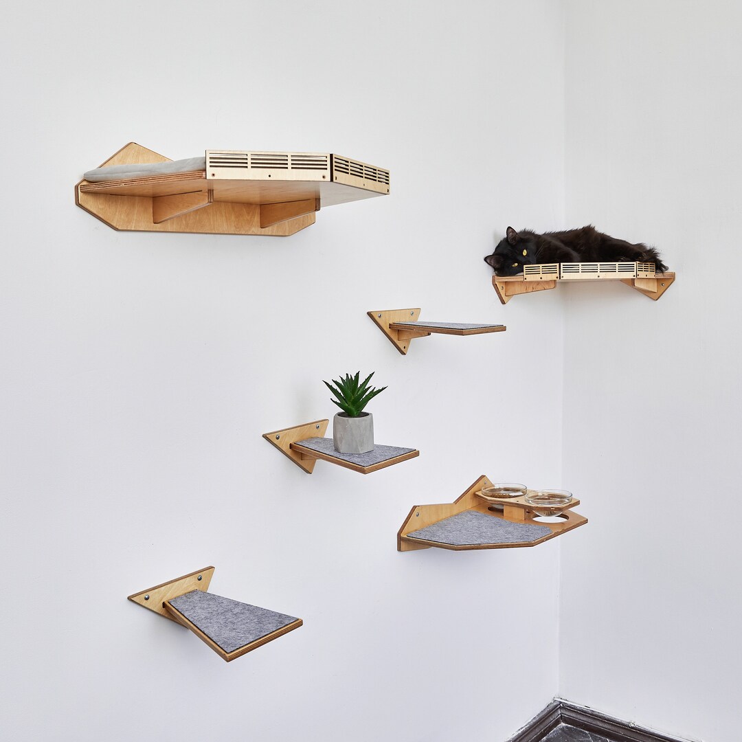 Cat Shelves Tree, Cat Wall Furniture Set, Cat Wall Shelves, Cat Beds ...