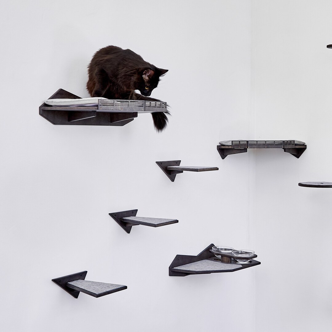 Cat Tree Shelves, Cat Wall Furniture, Modert Cat Tower Wall Mounted ...
