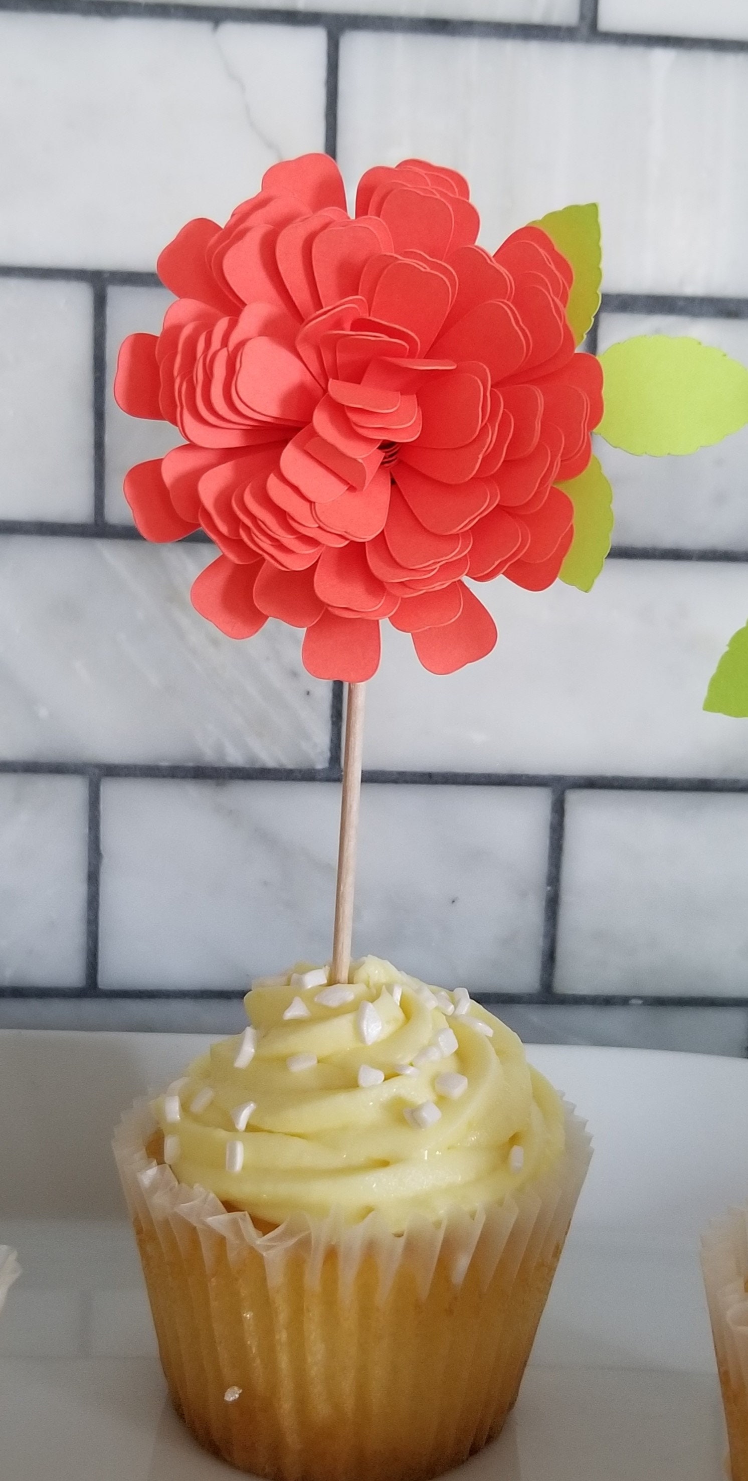 Red Flower Cupcake Toppers - Etsy