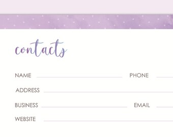 Contacts Insert Printable Planner Pages Downloadable Planner | Etsy