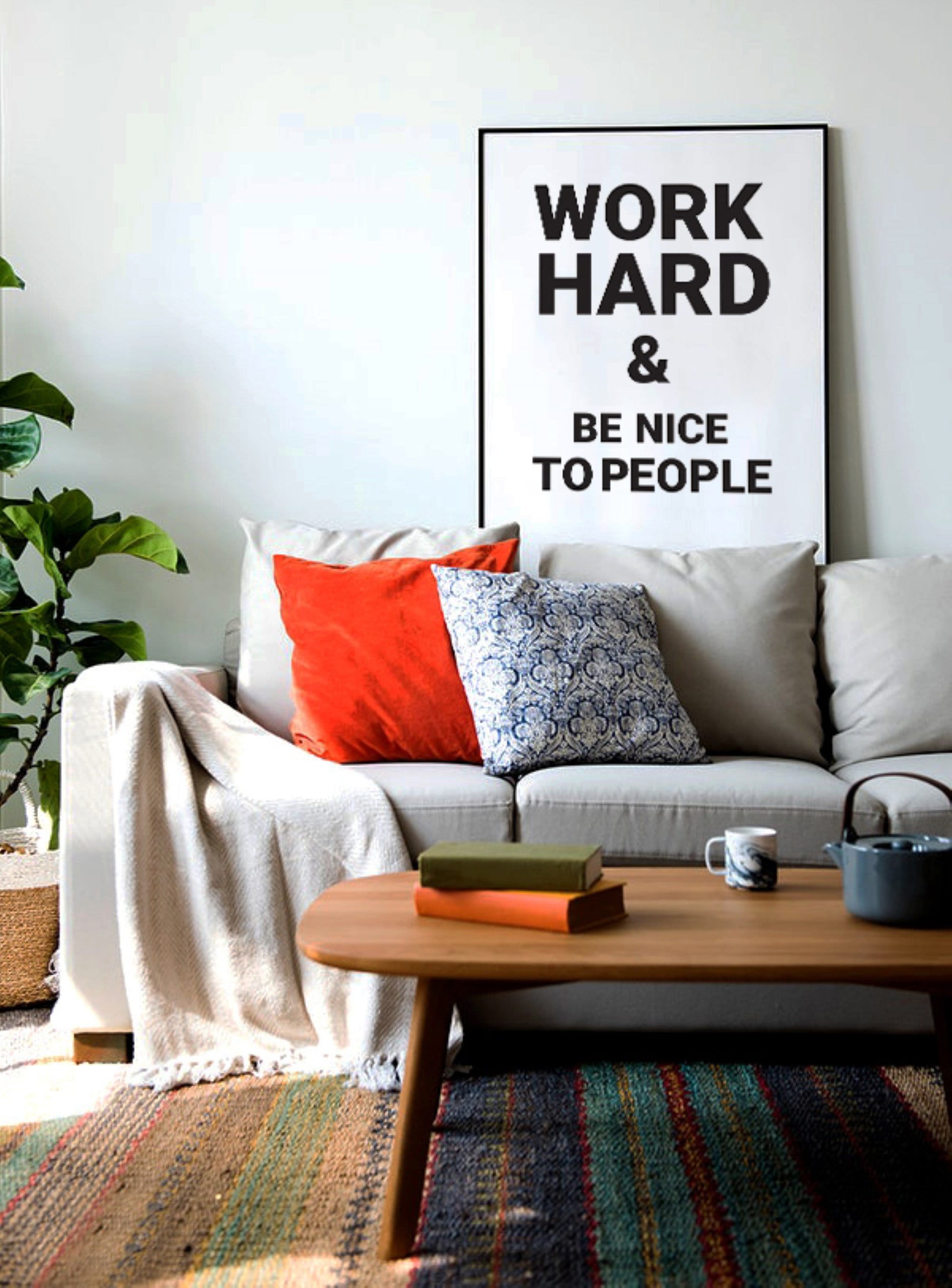 Work Hard & Be Nice to People Printable Wall Art - Etsy