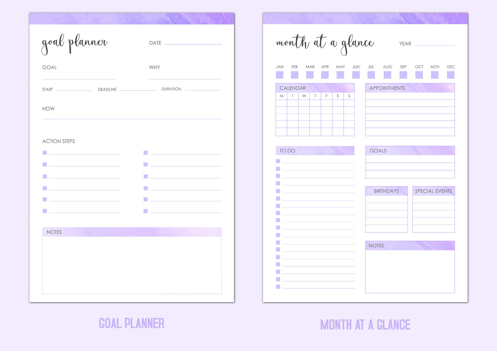 Digital Planner, Printable Planner Pages, Downloadable Planner Pages ...