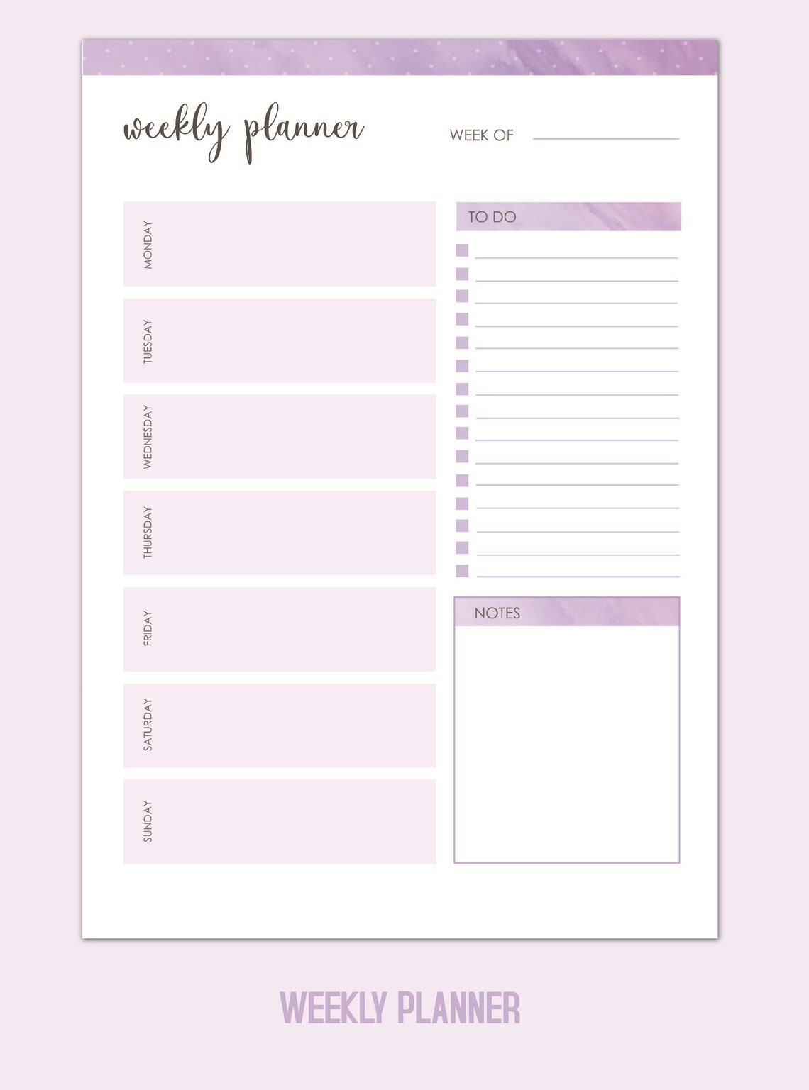 Weekly Planner Printable Planner Pages Downloadable Planner - Etsy