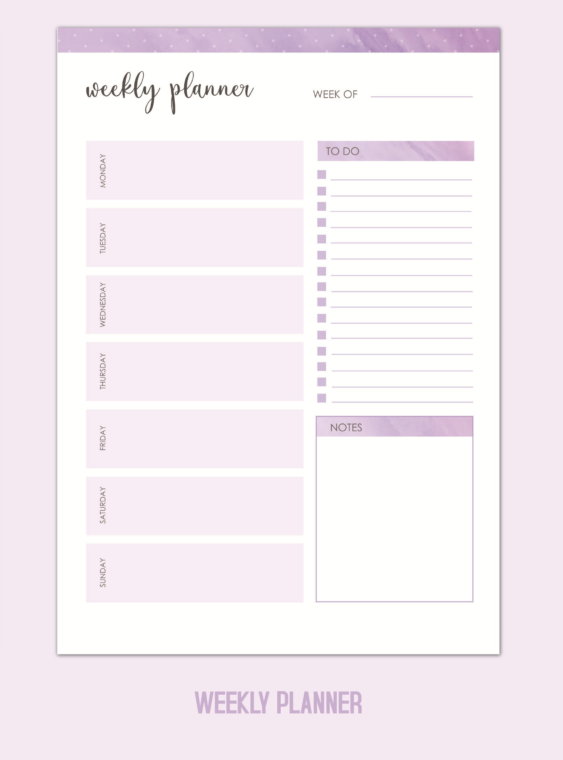 Weekly Planner Printable Planner Pages Downloadable Planner - Etsy