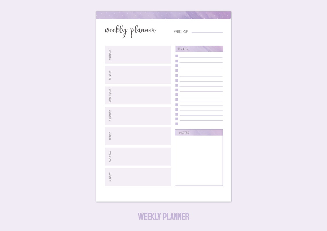 Weekly Planner Printable Planner Pages Downloadable Planner - Etsy