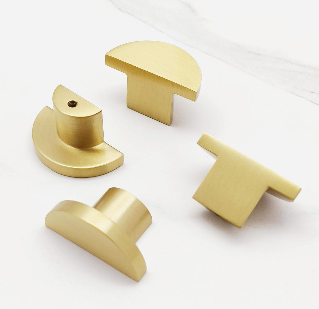 Half-moon Door Knob,brushed Brass Handles,semicircle Pulls,minimalist Knob,modern Brass Hardware ...